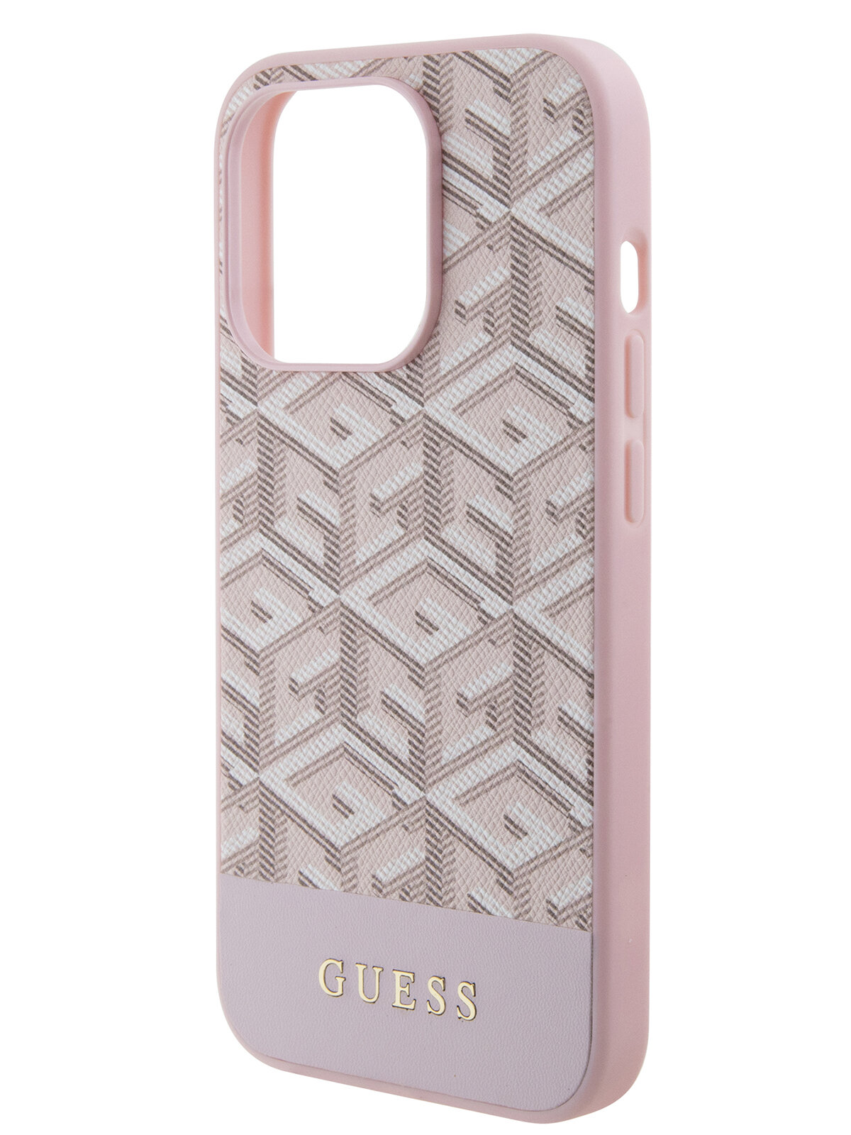 Guess для iPhone 15 Pro чехол PU G CUBE Hard Pink (MagSafe)