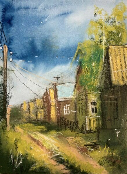 ART-Salon at Oktyabrskaya "В деревне" 21х16 см; бумага, акварель, пастель; ручная работа