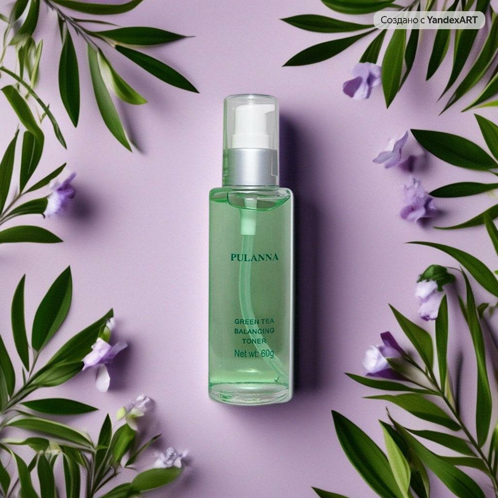 Тонер для лица PH балансирующий с зеленым чаем и гиалуроновой кислотой PULANNA 60г