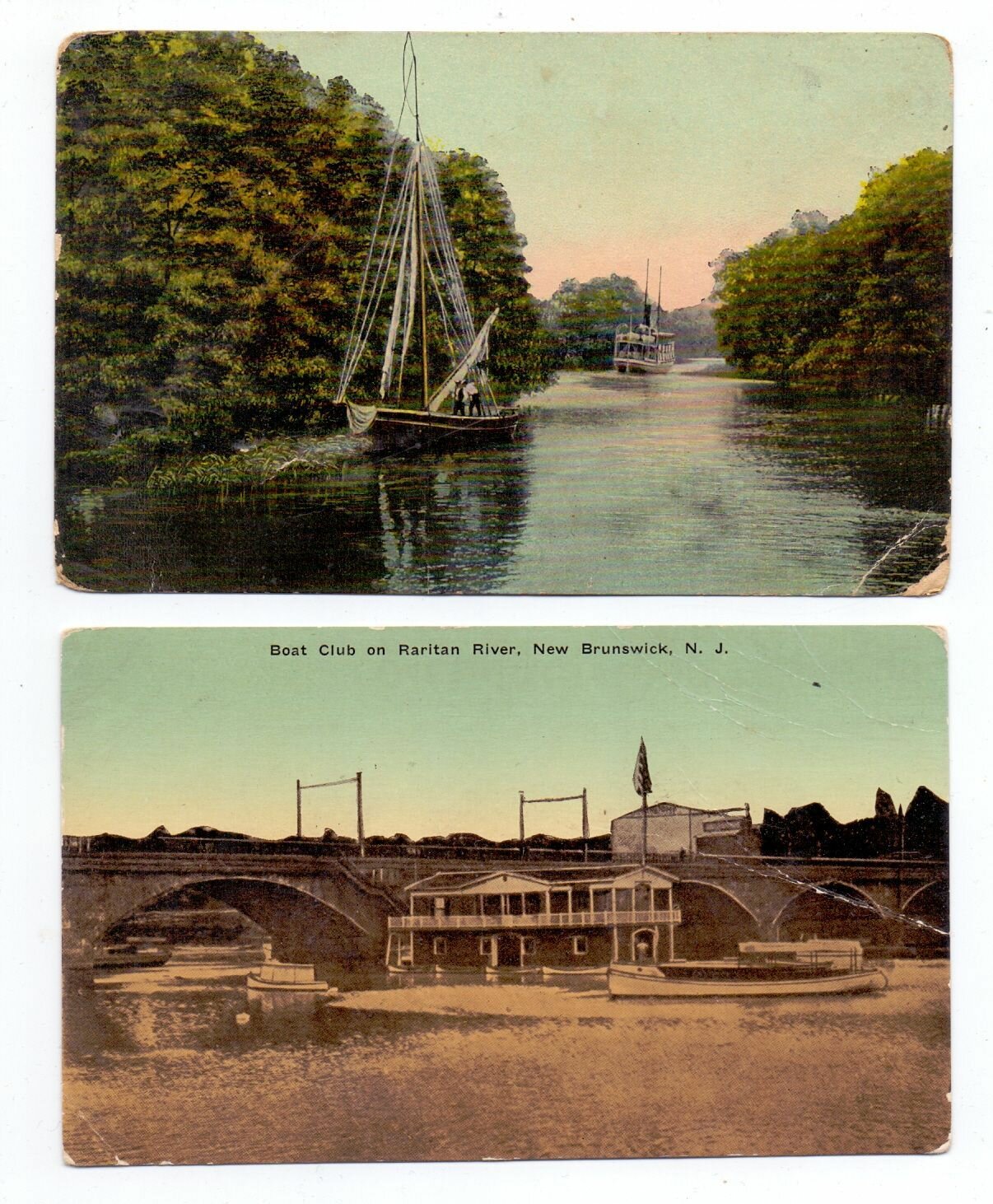 Коллекционные открытки Европа до 1917 год. Речной флот в цвете. Не частые. Набор 2 штуки.