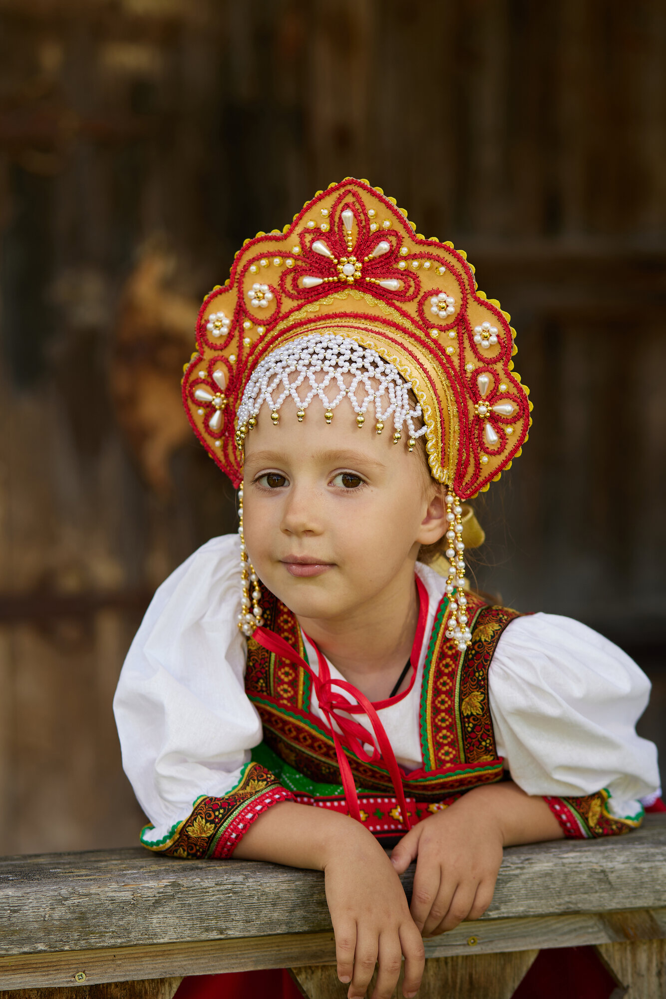 Кокошник детский "Жар птица" от бренда "Забава Углич" КЖм-17-Зол