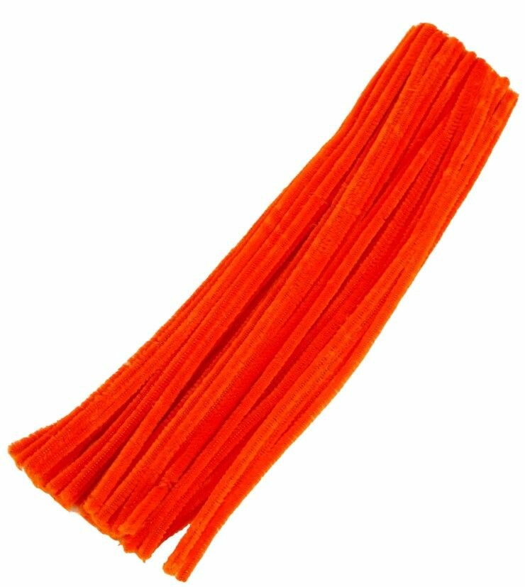Синельная проволока с ворсом для поделок и декора, набор пушистых заготовок для творчества и рукоделия, 50 шт, размер 1 шт. 30 0,6 см, цвет оранжевый
