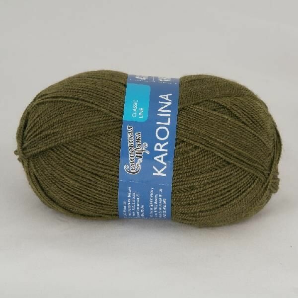 Пряжа Московская шерстопрядильная фабрика Каролина (Karolina) МШФ, олива - 235, 100% акрил, 5 мотков, 100 г, 435 м.