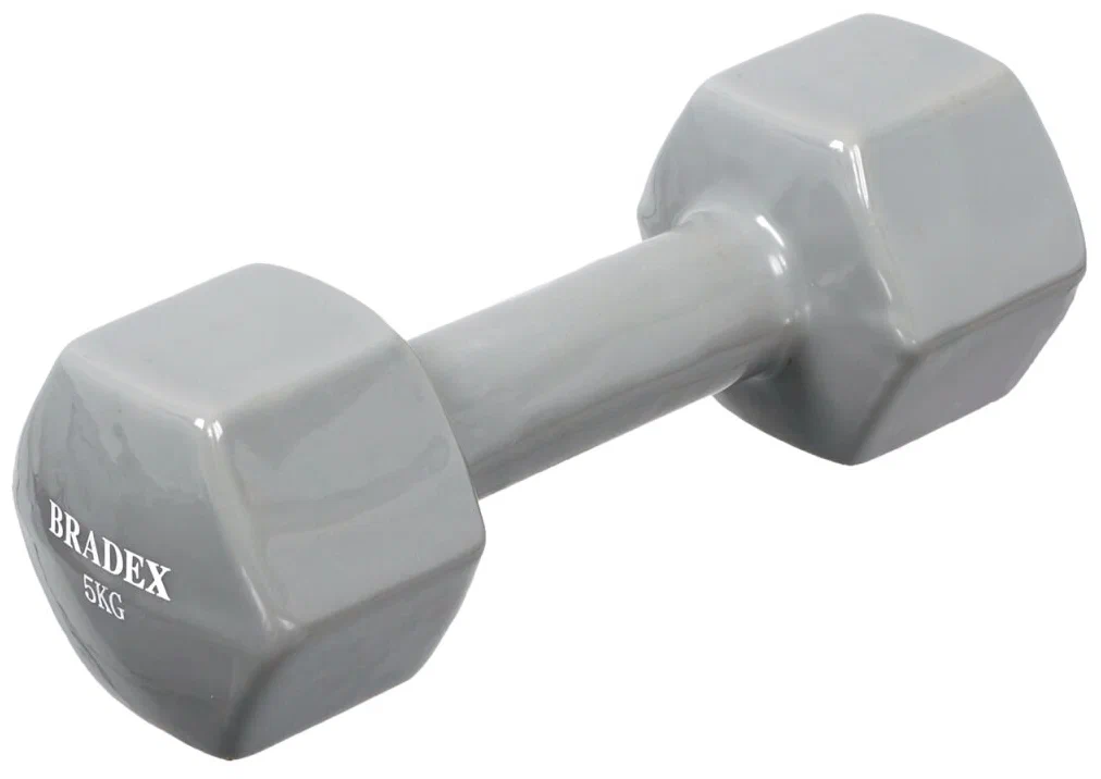 Гантель BRADEX SF 0538, неразборная, гексагональная, обрезиненная, 5 кг