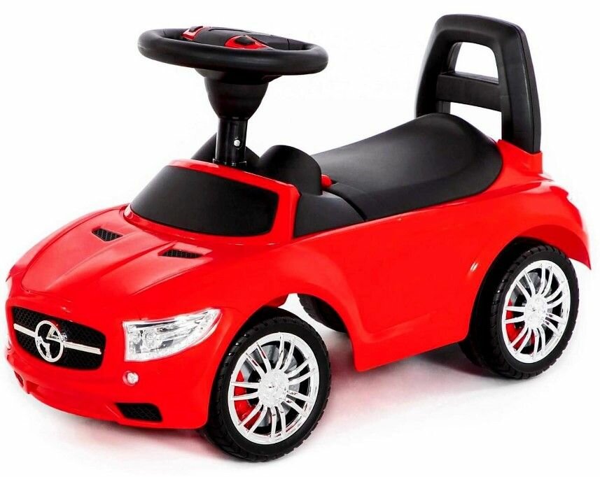 Детский толокар SuperCar №1, машинка-каталка бибикар для малышей, пластиковый автомобиль-пушкар со звуковым сигналом, цвет красный