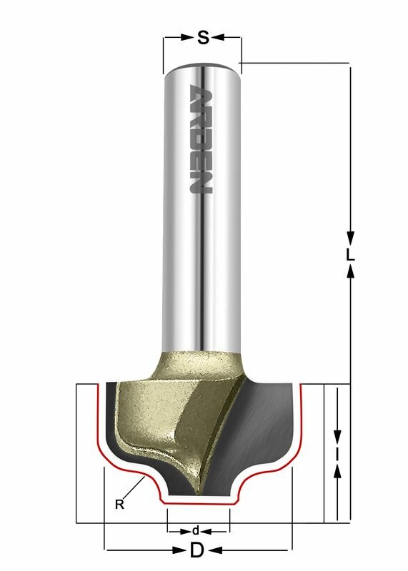 Фреза Гусёк R=1.98 Z=2 D=12.7x9.53x40 d1=4 S=8 ARDEN 210821