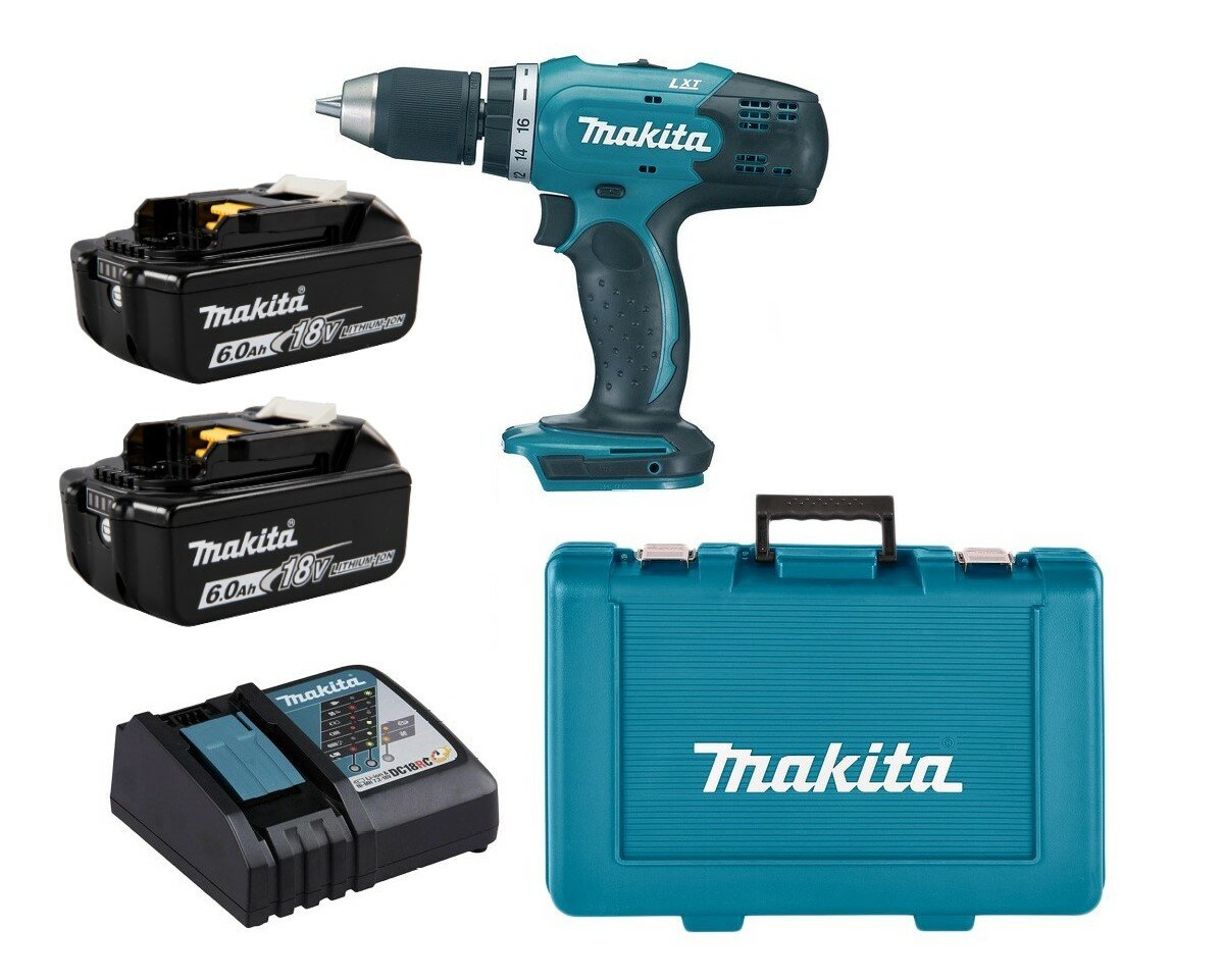 Аккумуляторная дрель-шуруповерт Makita DDF453RGE (18V, 2 x 6.0Ah, з/у, Li-Ion)