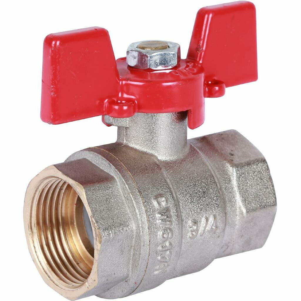 Кран шаровый ROMMER 3/4" ВВ - полный проход, бабочка