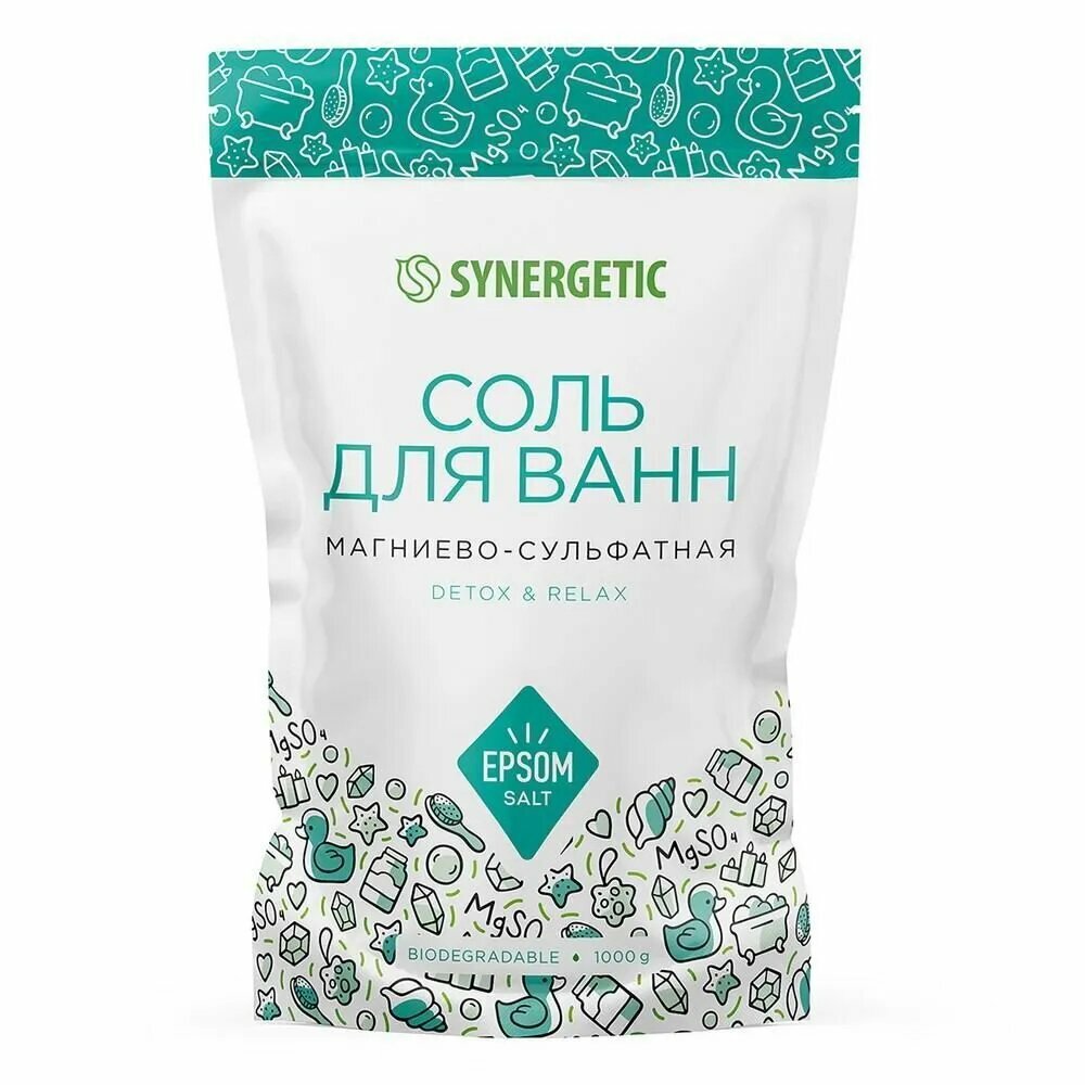 Соль для ванн Synergetic Магниево-сульфатная, 1 кг