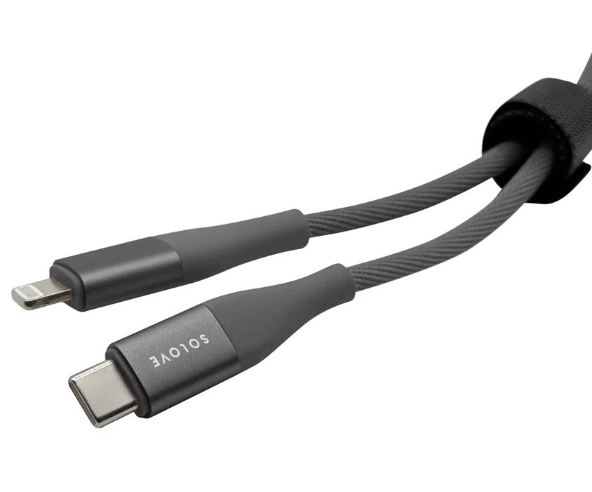 Кабель Solove Type-C/Type-C SOLOVE, 100 см, 65W, PD, 3А, нейлоновая оплетка, DW3 (RUS) техпак темно-серый