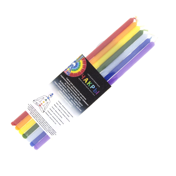 Набор свечей для медитации чакры (парафин, длина 21 см.), набор 7 свечей.