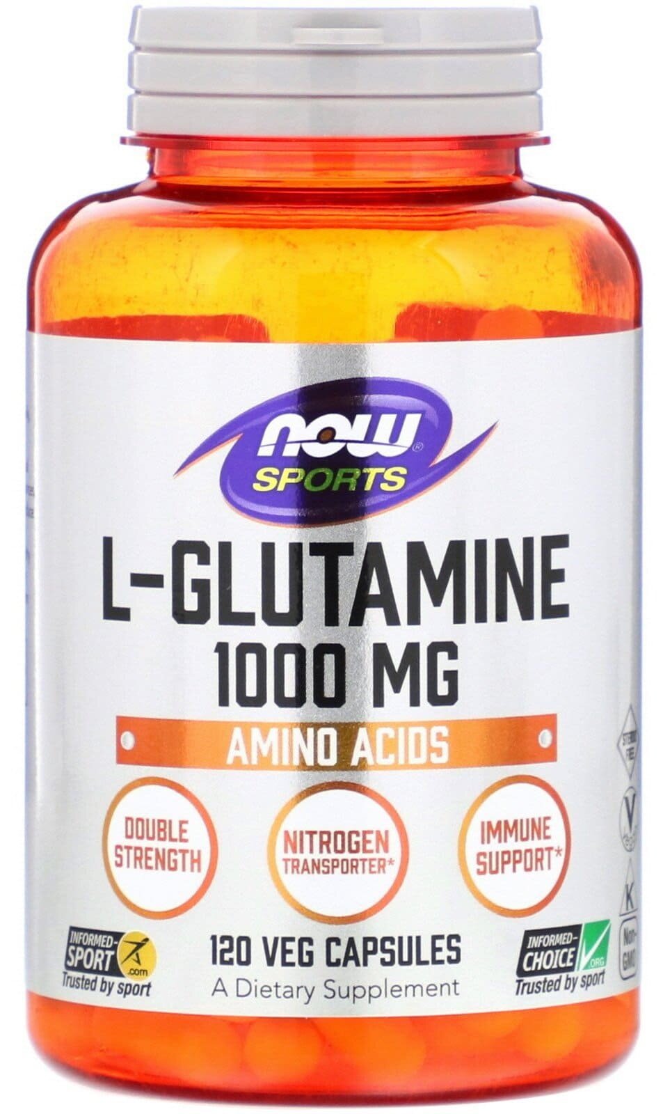 NOW Foods L-Glutamine, Глутамин 1000 мг, для спортсменов, 120 капсул