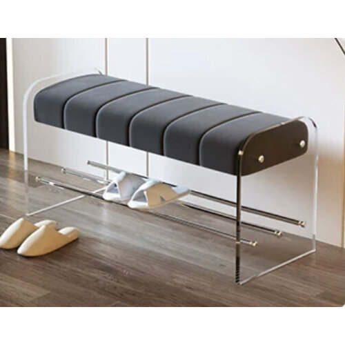 Акриловая банкетка Crystal с мягким сиденьем (цвет темно-серый / 160 см)