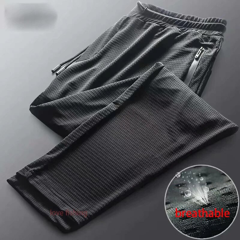 Летние рыболовные штаны, уличные зеленые рыболовные брюки, сетчатая Серый, 2XL, black D