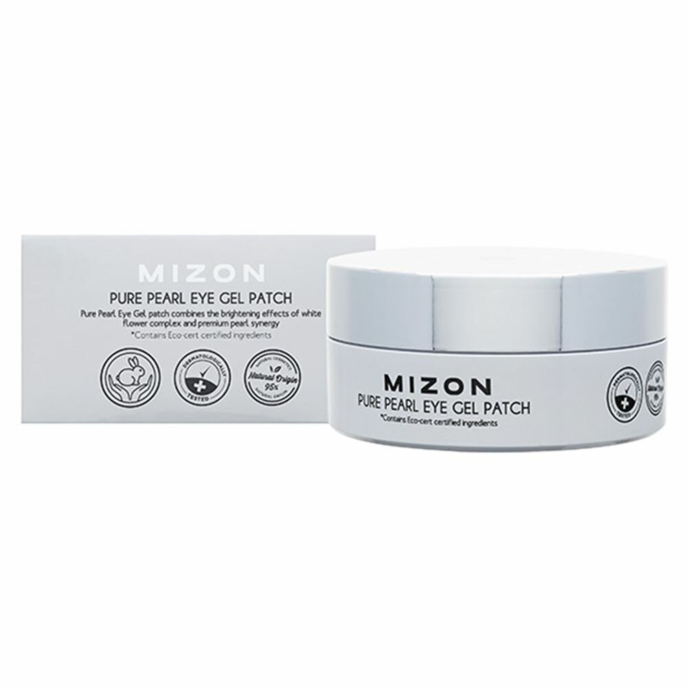 Патчи Mizon Face Care Pure Pearl Eye Gel Patch, Патчи под глаза гидрогелевые с экстрактом белого жемчуга, 60 шт