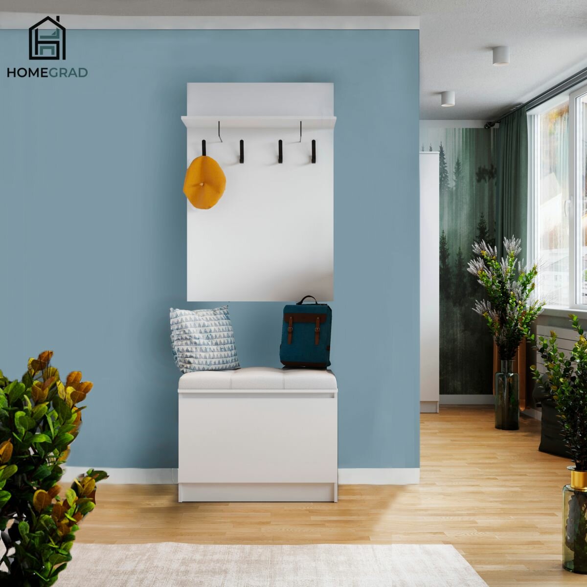 Прихожая HomeGrad Menks, современная, модульная, ЛДСП, крепление к стене