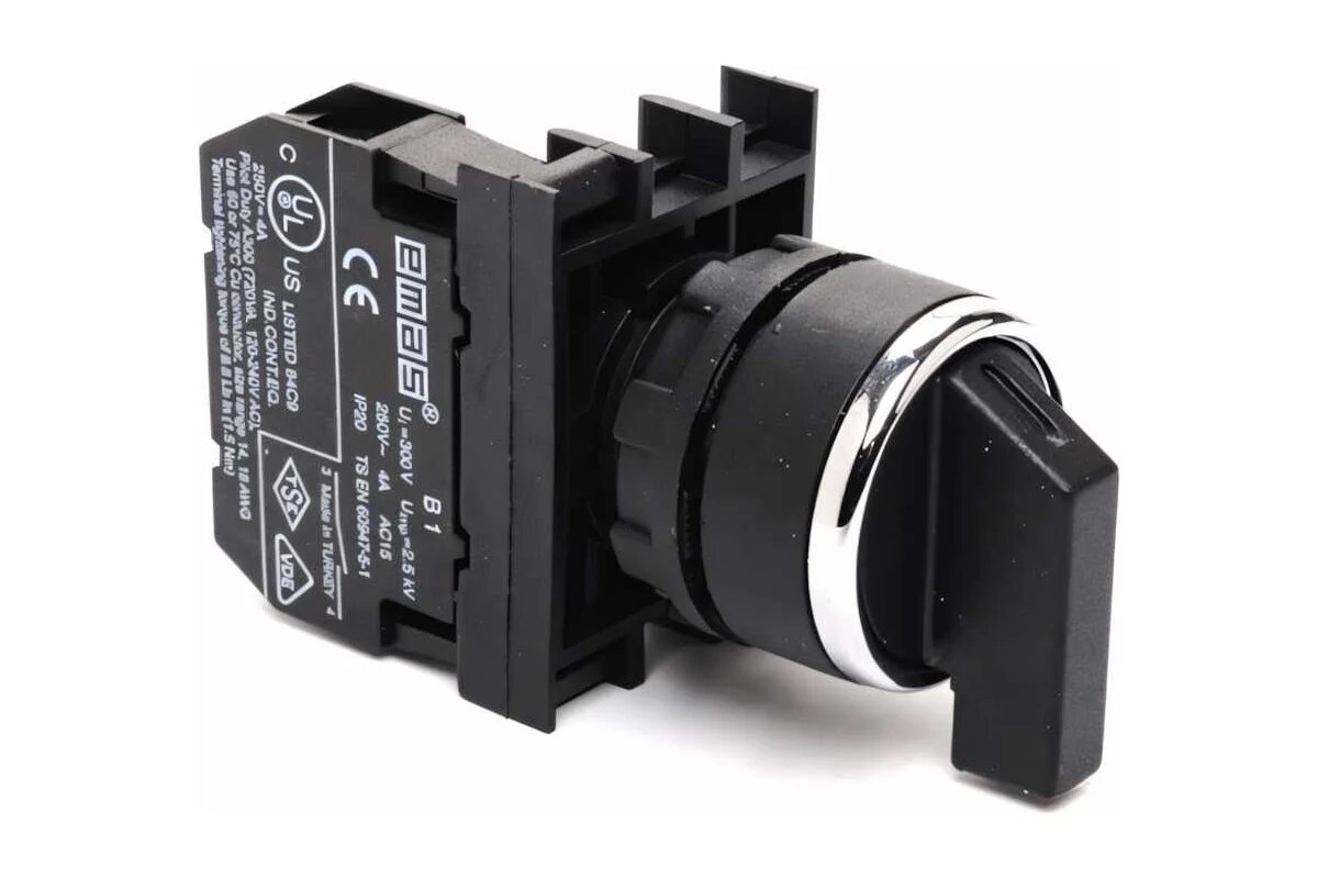 Emas серия B 0-1 с фиксацией переключатель 1НО, 250 В AC, 4 А, монтаж на панель, B100S20