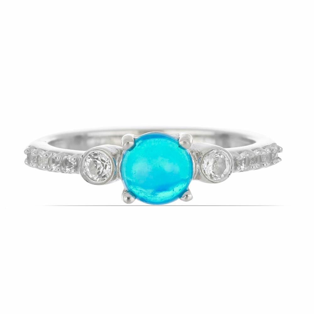 Кольцо, серебро, 925 проба, родирование, опал, топаз