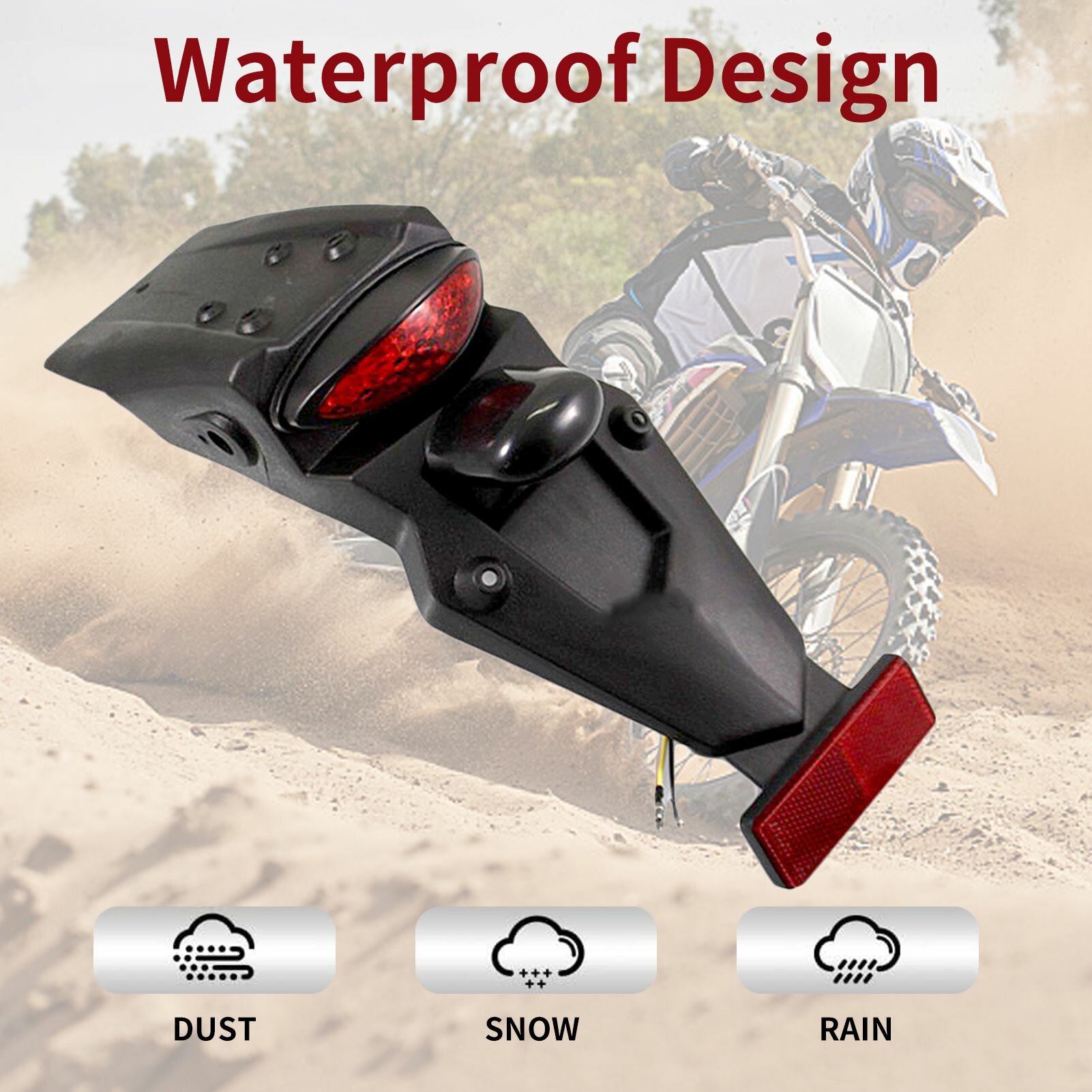 LED задний фонарь/стоп-сигнал для эндуро, черно-красный