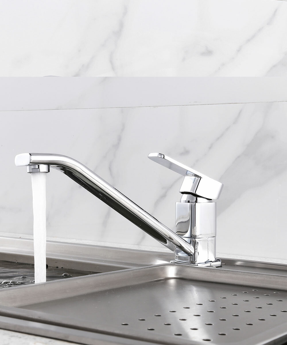 Смеситель для кухни и раковины из латуни с поворотным изливом H49001 от бренда Hansen цвет хром