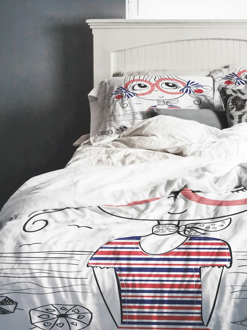 Постельное белье 1,5-спальный комплект "Пляжная задумчивость", пододеяльник 160x220 см, наволочки 50х70 см , Ambesonne