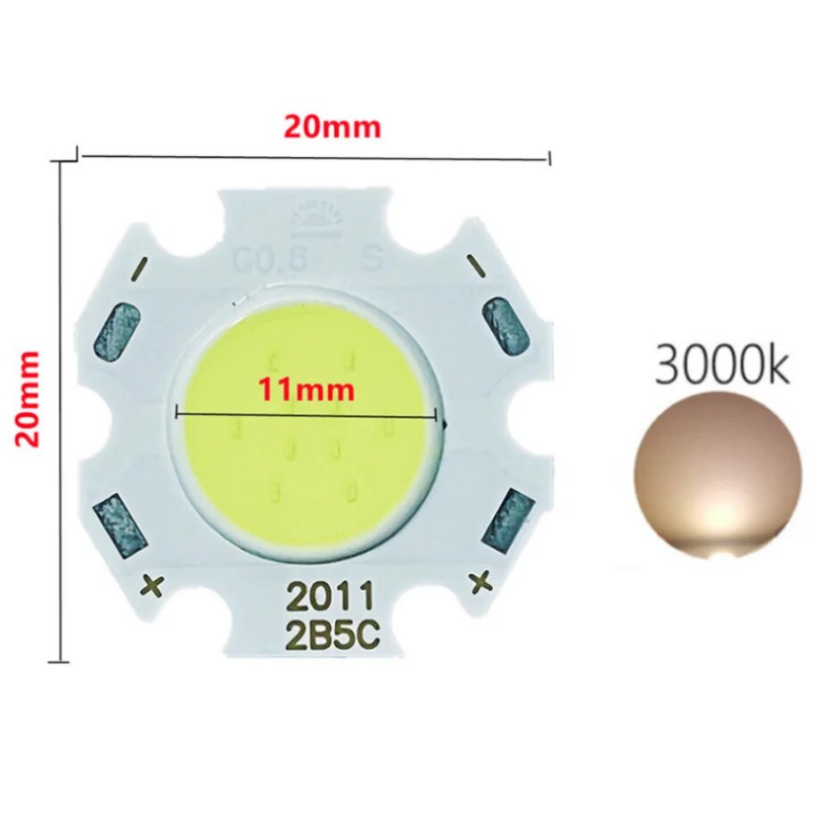LED чип 5W 3000K Warm, 20x20mm