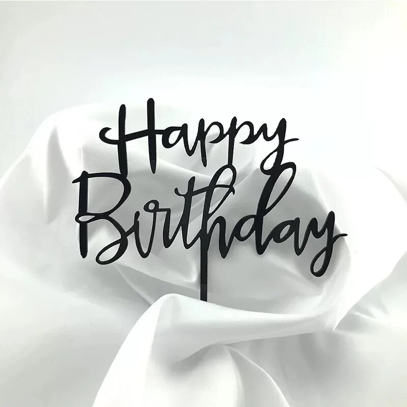 Аксессуар для торта Happy Birthday из акрила Single layer black