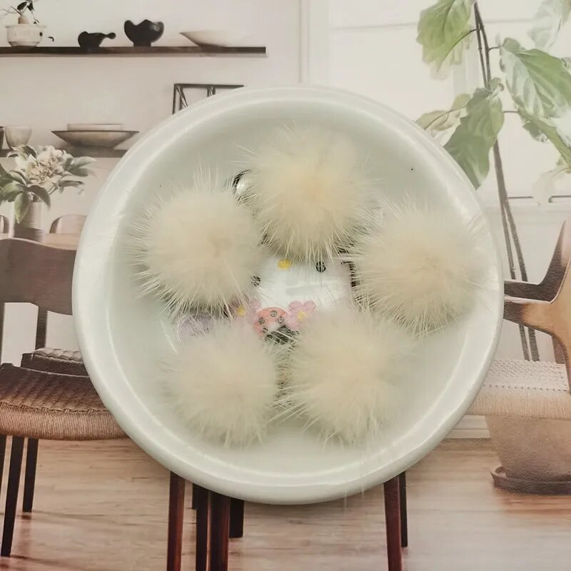 Норковые помпоны 5/10 шт. Белый, 10 Beige, 25mm 10pcs