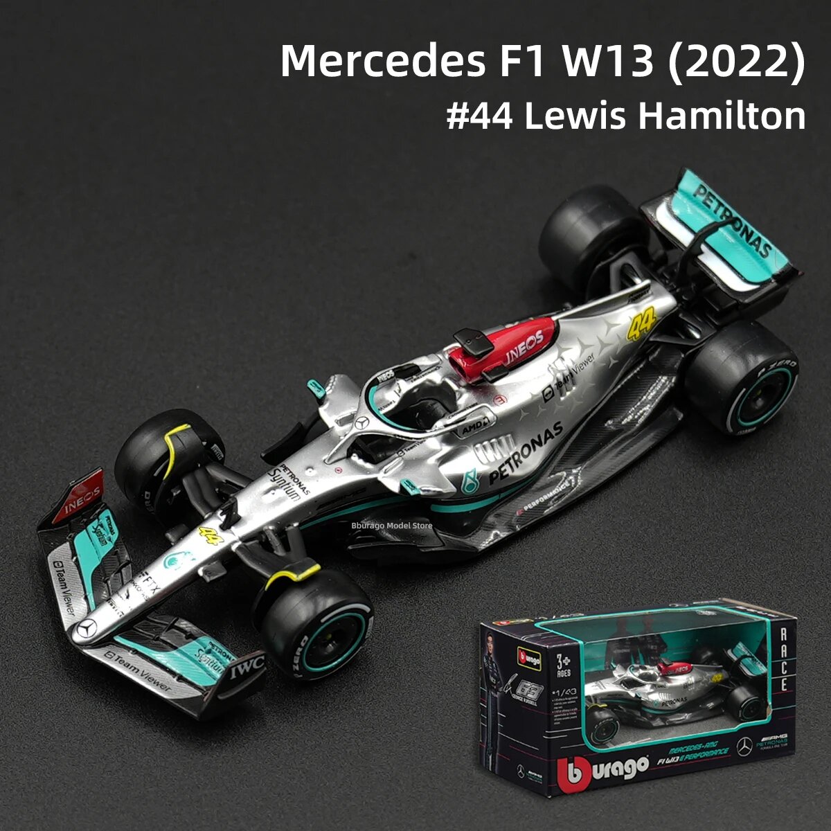 Bburago Mercedes F1 W13 #44 Lewis Hamilton 2022
