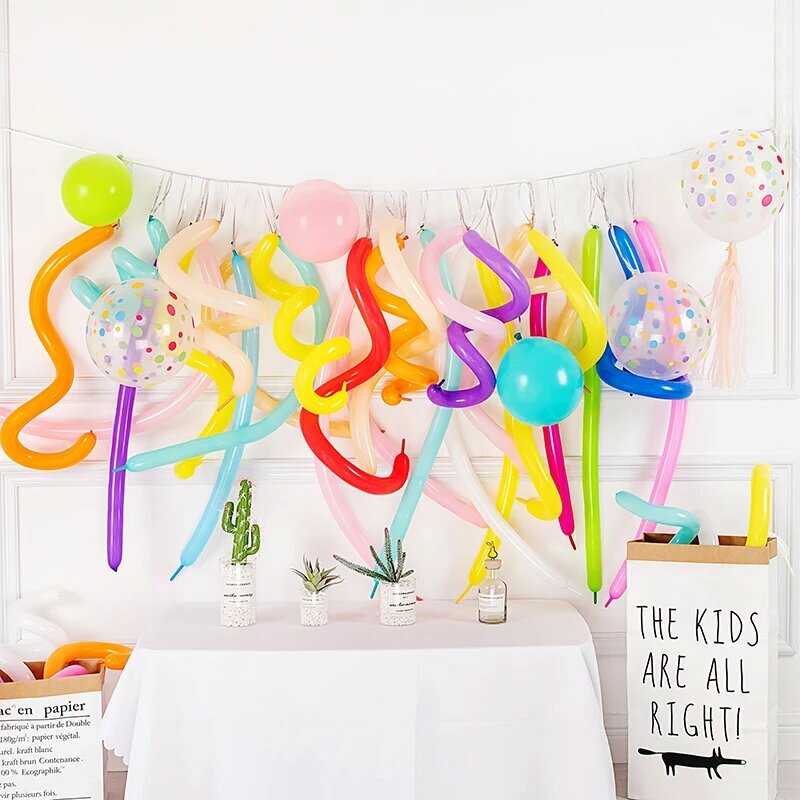 30Pcs Colorful Long Magic Latex Balloons Set Blue Yellow Wall Decorations Ballon Kids INS Birthday Party Photo Props Background