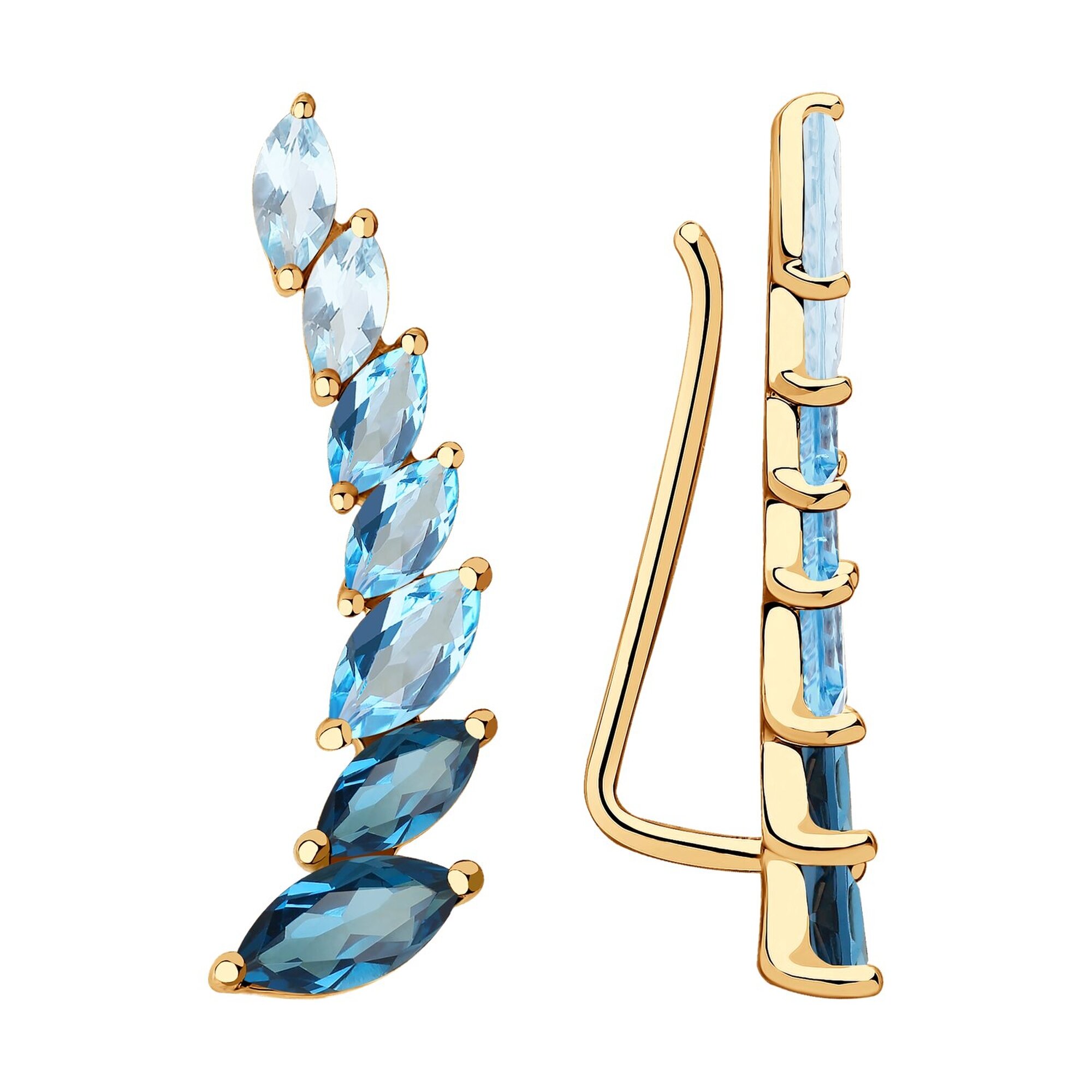 Серьги, красное золото, 585 проба, топаз, Лондон топаз