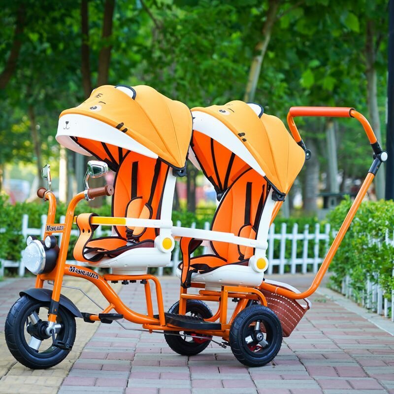 Коляска для двойни, переносная/с козырьком/откидывающаяся/устойчивая сталь