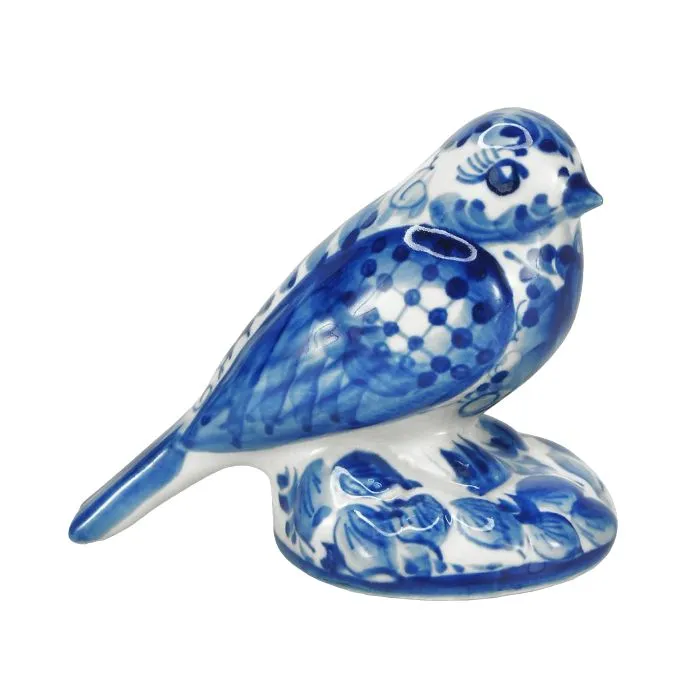 Фарфоровая фигурка ручной работы "Воробей Сашка", (Гжель)