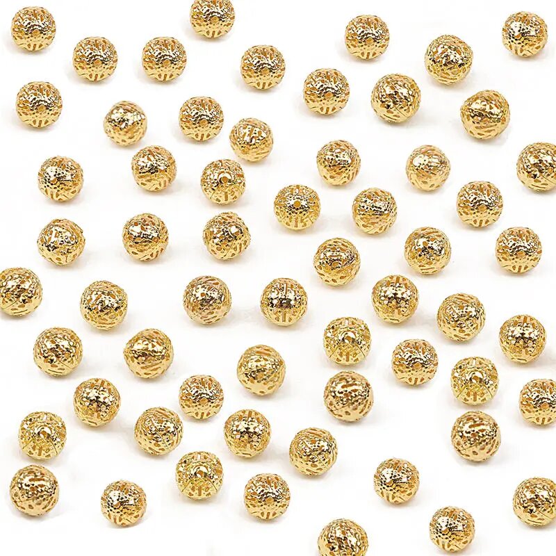 Металлические бусины-цветочки Beadia 200-50 шт, 4-12 мм Dia 4.0mm 200Pcs, Gold