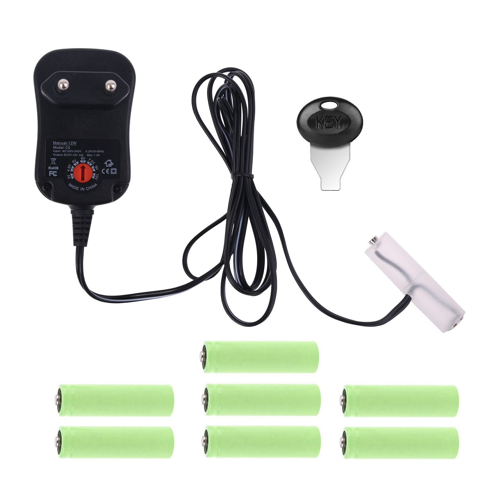 Батарея AA, блок питания ЕС, регулируемый адаптер 3 В, 4,5 В, 6 В, 9 В, 12 В, может заменить батарейки от 2AA до 8AA