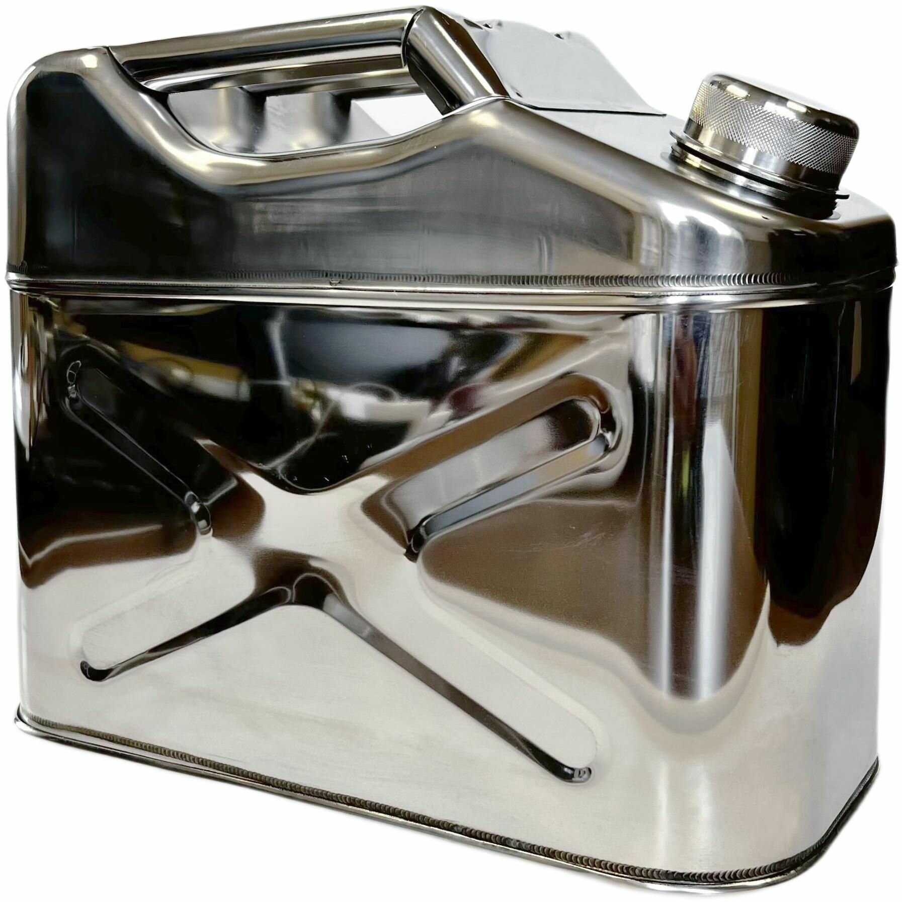 Канистра HQ10280 нержавеющая сталь 10 литров, вертикальная ГСМ и любые жидкости 10л