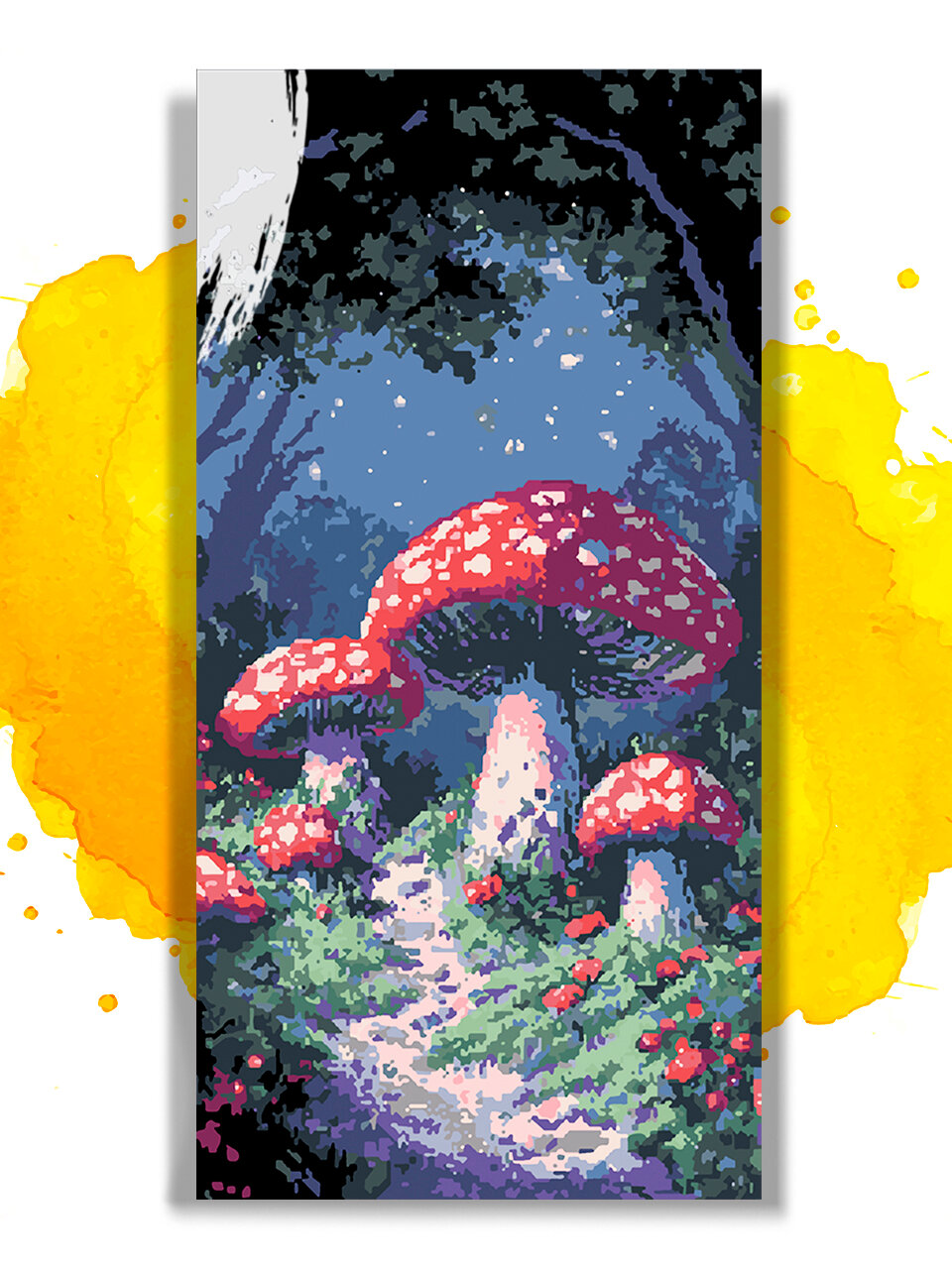 Картина по номерам на холсте Пиксельные мухоморы, 30 х 60 см