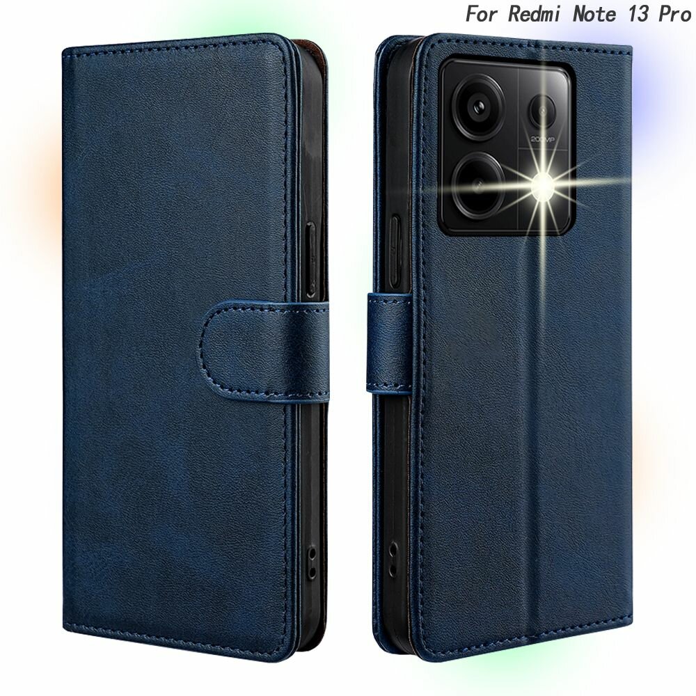 Чехол книжка на Redmi Note 13 Pro 4G/Xiaomi Poco M6 Pro 4G / для Редми Ноут 13 Про 4Г и Поко М6 Про 4Г Чехол, синий