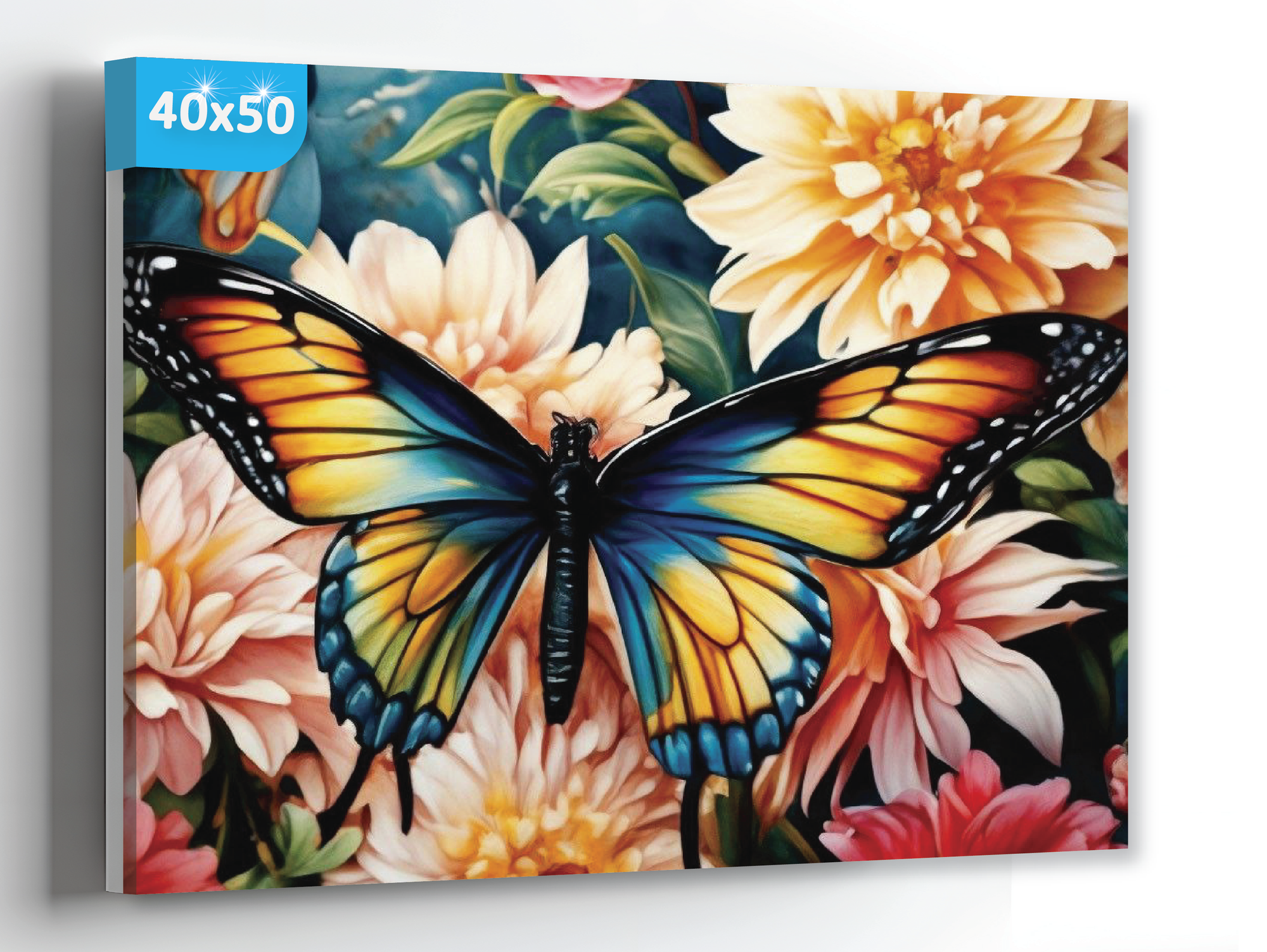 Алмазная мозаика 40х50 на подрамнике картина стразами алмазная вышивка бабочка