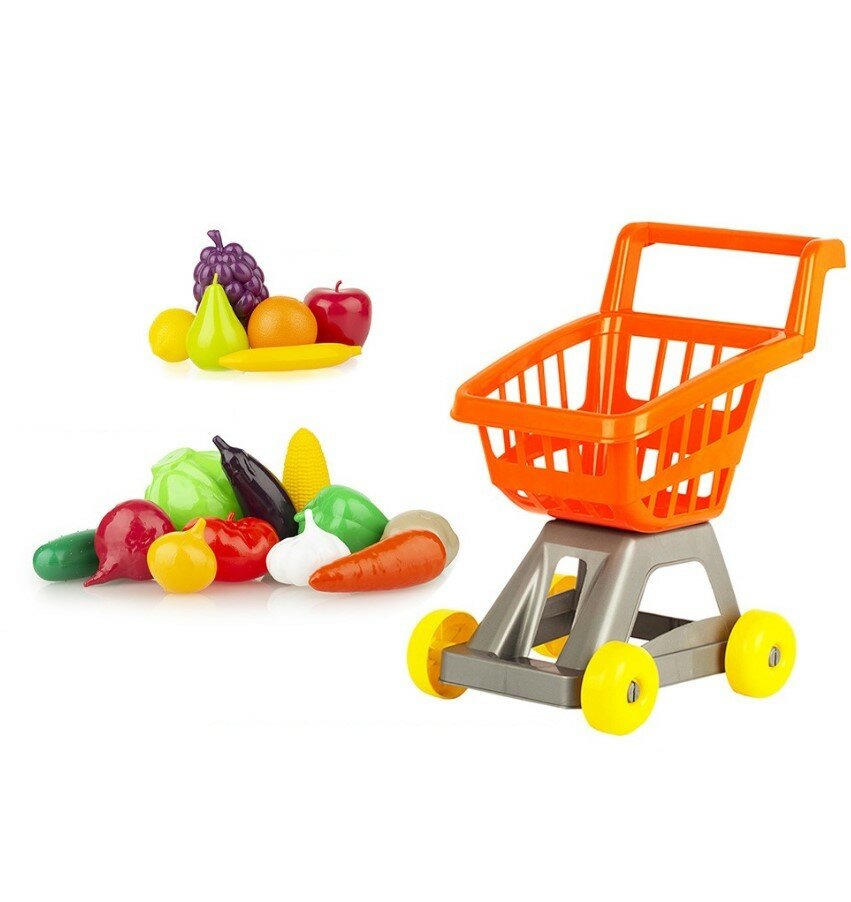 Тележка Совтехстром для супермаркета, с фруктами и овощами, оранжевая У958