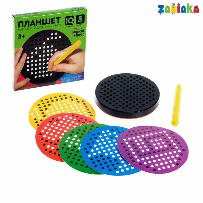 Обучающий планшет ZABIAKA "Магнитное рисование", 120 отверстий, 5 карточек (4045884)