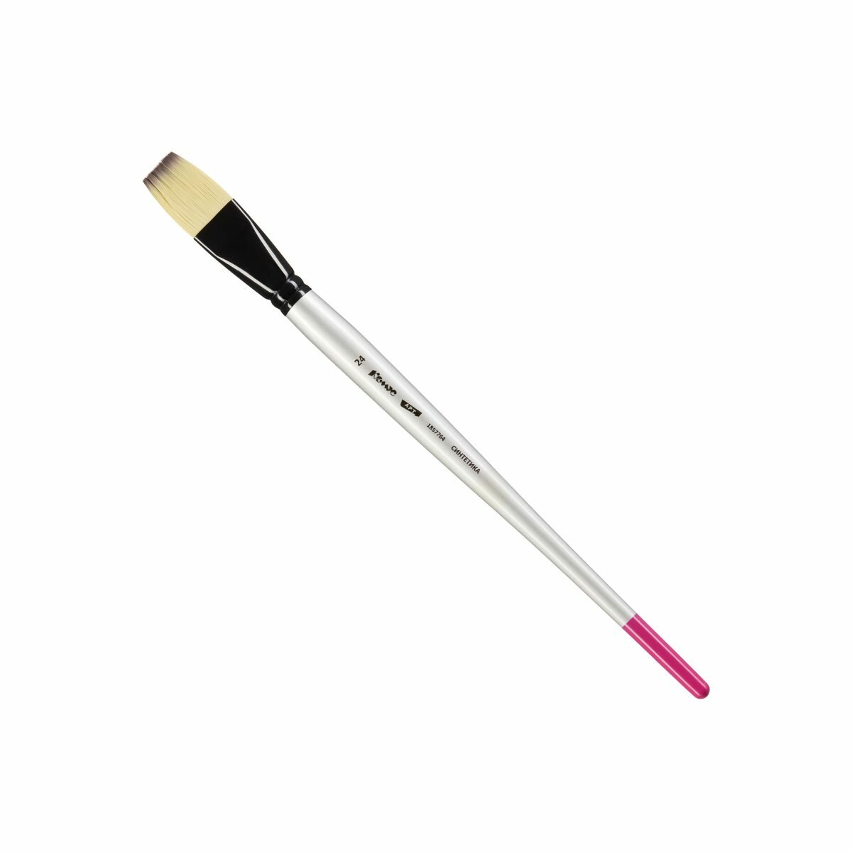 Кисть художественная Комус Арт, синтетика, средняя жесткость, плоская, №24, длинная ручка (1857764)