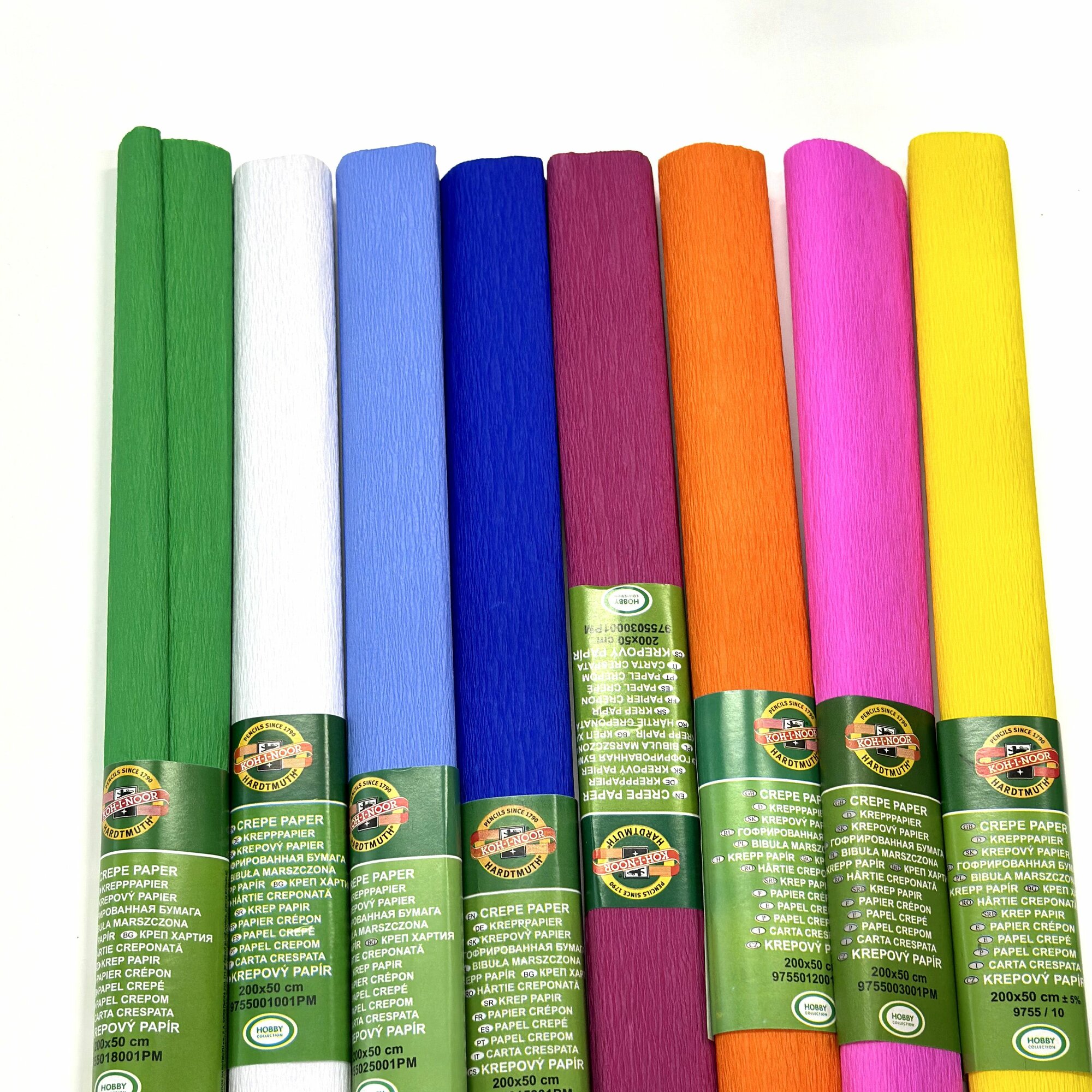 Бумага цветная крепированная 50х200 см. KOH-I-NOOR 8 цветов