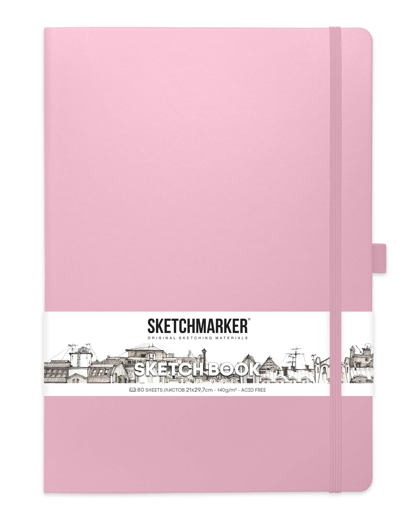 Блокнот для зарисовок Sketchmarker 140г/кв. м 21*29,7см 80л (Розовый)
