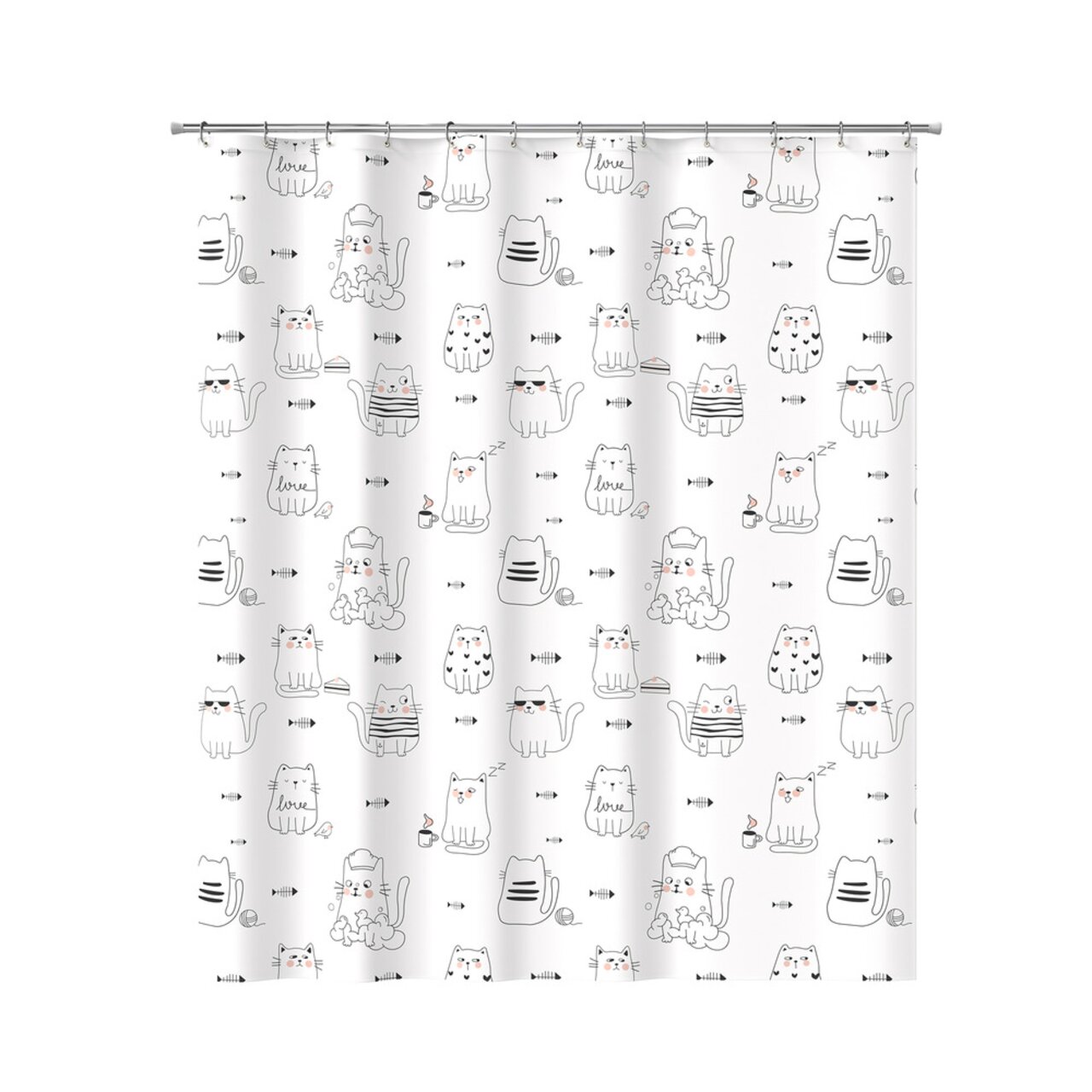 Cats шторка для ванной комнаты 180x180 см из водонепроницаемого полиэстера с принтом