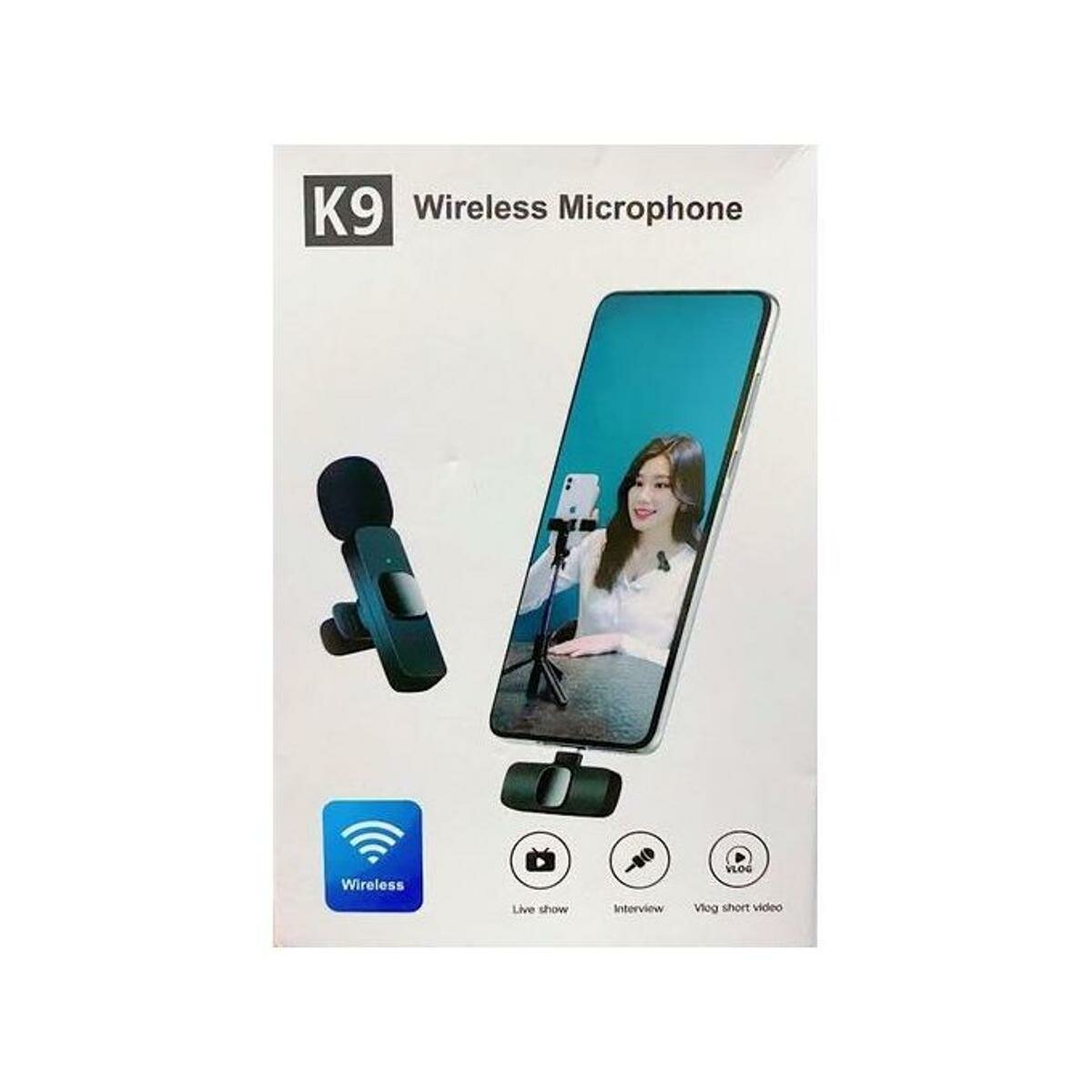 Двойной беспроводной петличный микрофон K9 Type-C, 2 в 1, петличный микрофон (2 шт.), микрофон с адаптером Lightning, ко