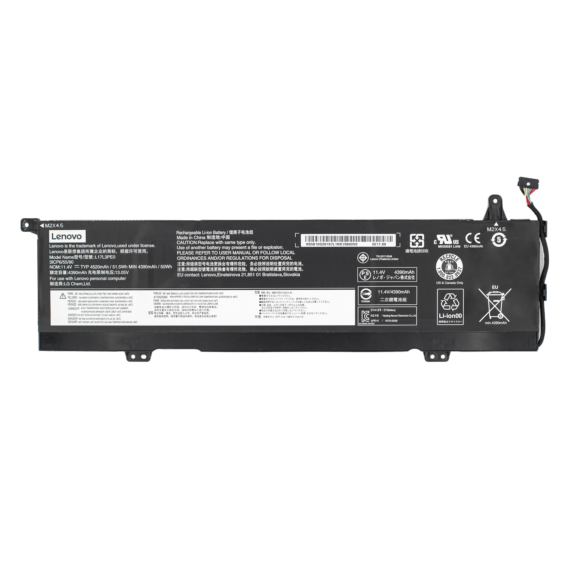 Аккумулятор для ноутбука Lenovo Yoga 730-15IWL / Yoga 730-15IKB / L17C3PE0 / L17L3PE0 - батарея ORG 51.5Wh