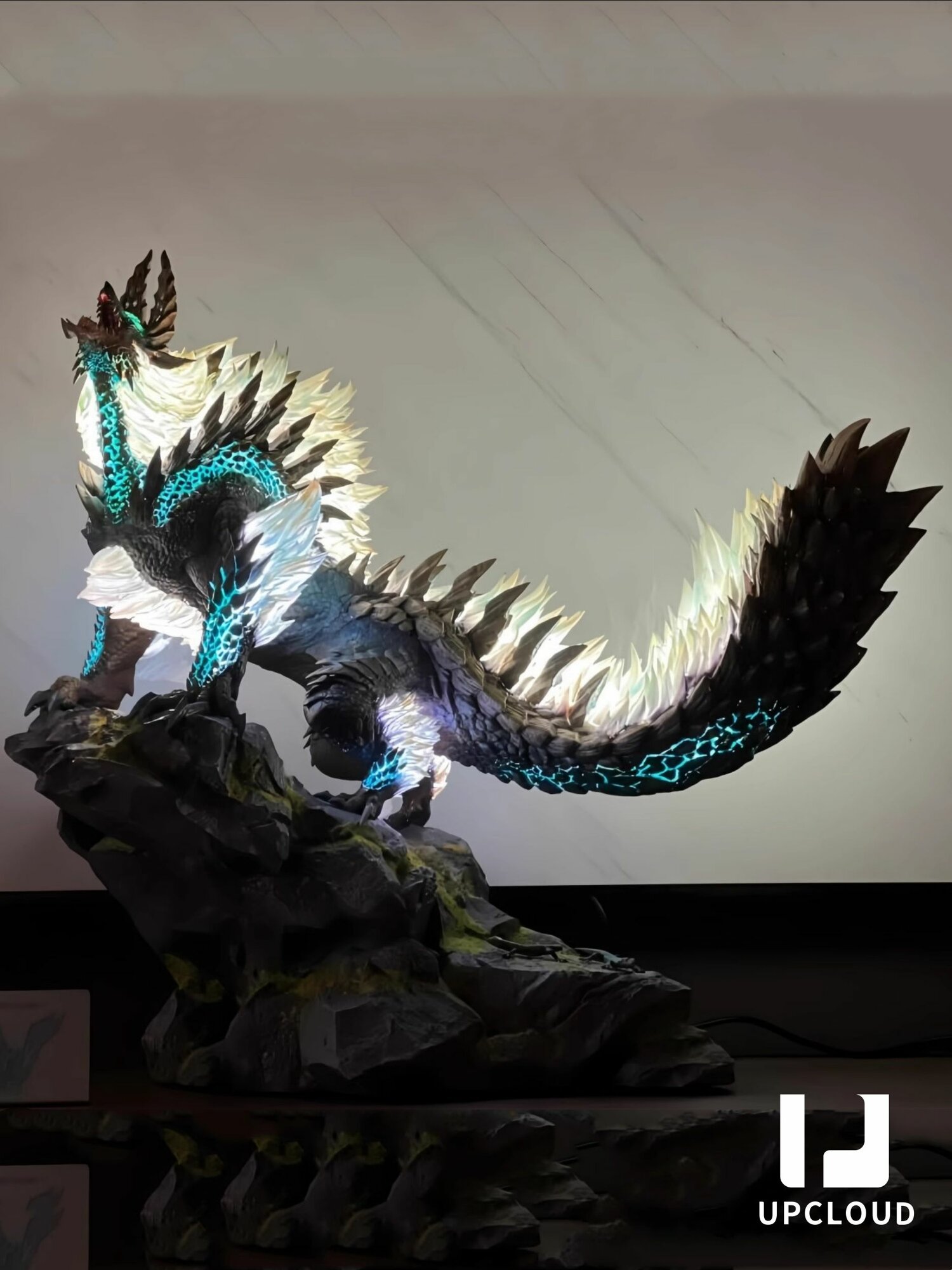 Фигурка/Громовой волк Ледяного поля, Дракон/Охотник на монстров + Все тело может светиться, высота около 28 см