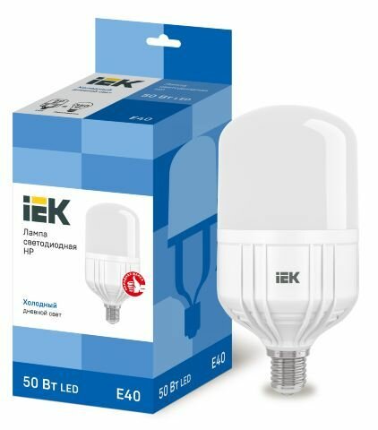 Лампа светодиодная LED HP 50Вт 230В 6500К Е40 IEK, LLE-HP-50-230-65-E40