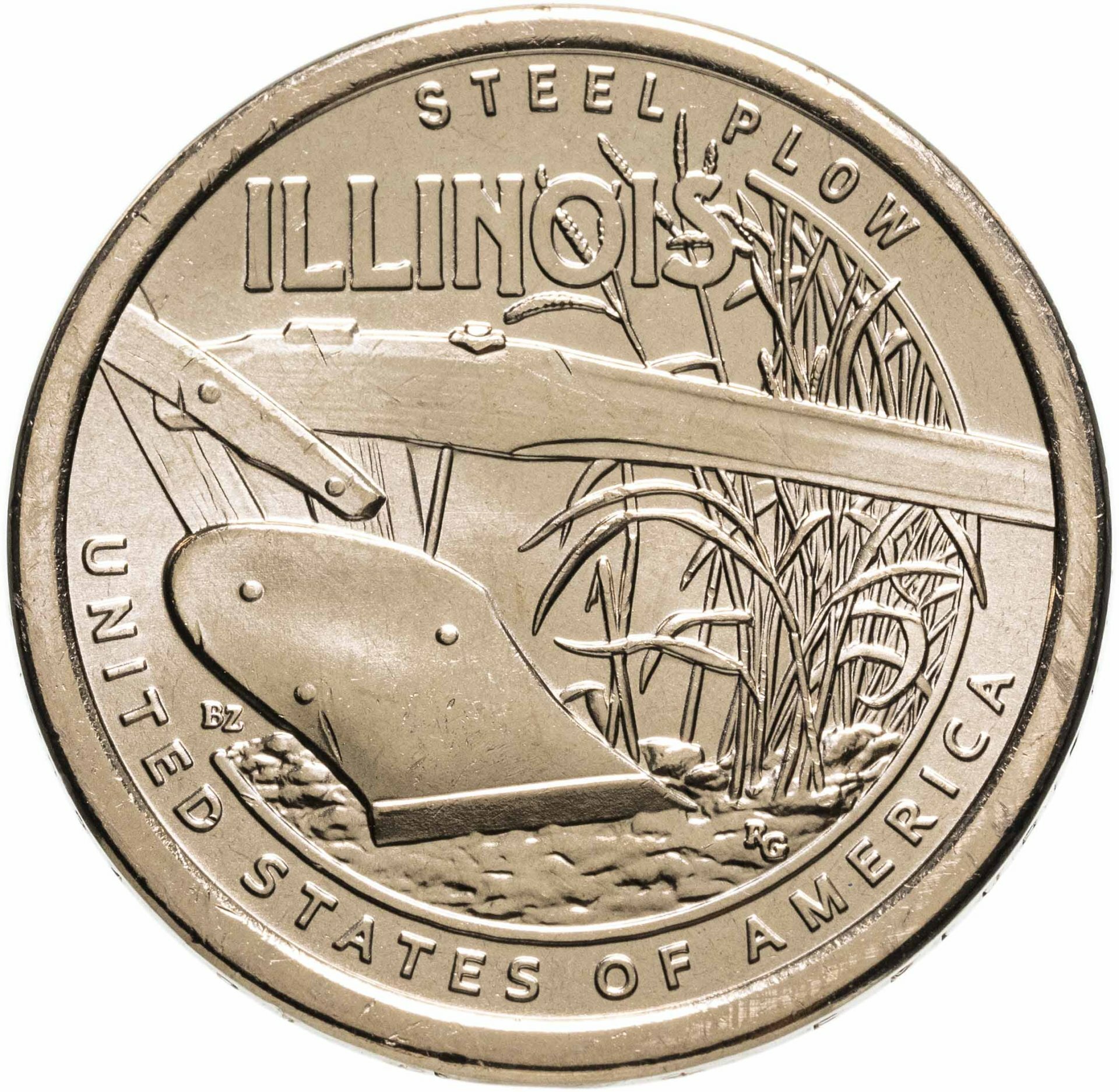 США 1 доллар 2024 P Американские инновацииСтальной плуг Иллинойс, Медь с марганцево-латунным покрытием, в сохранности UNC